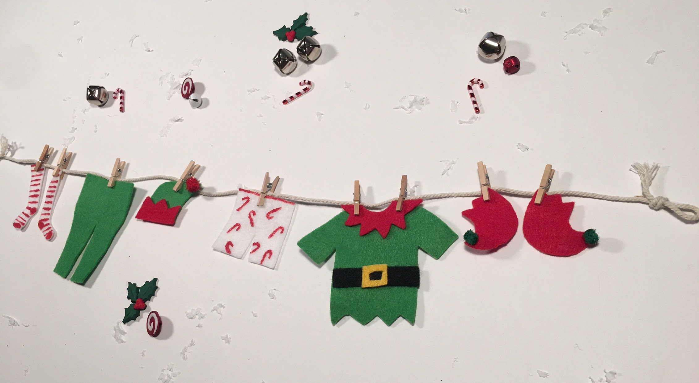 Elf Laundry Clothesline Christmas Decoration | Etsy