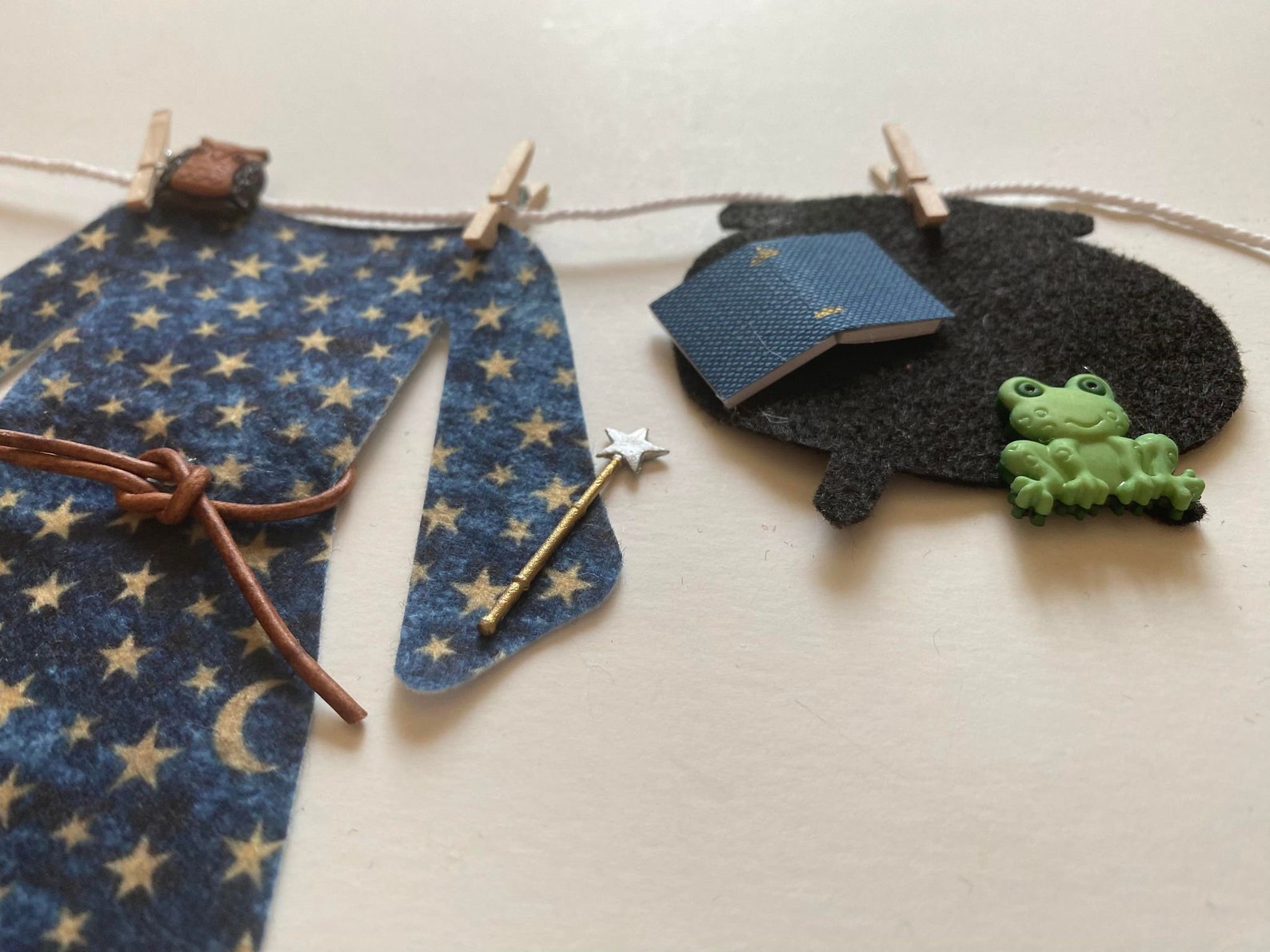 Wizard's Laundry Clothesline, Miniature Felt Banner, Warlock Bunting ...