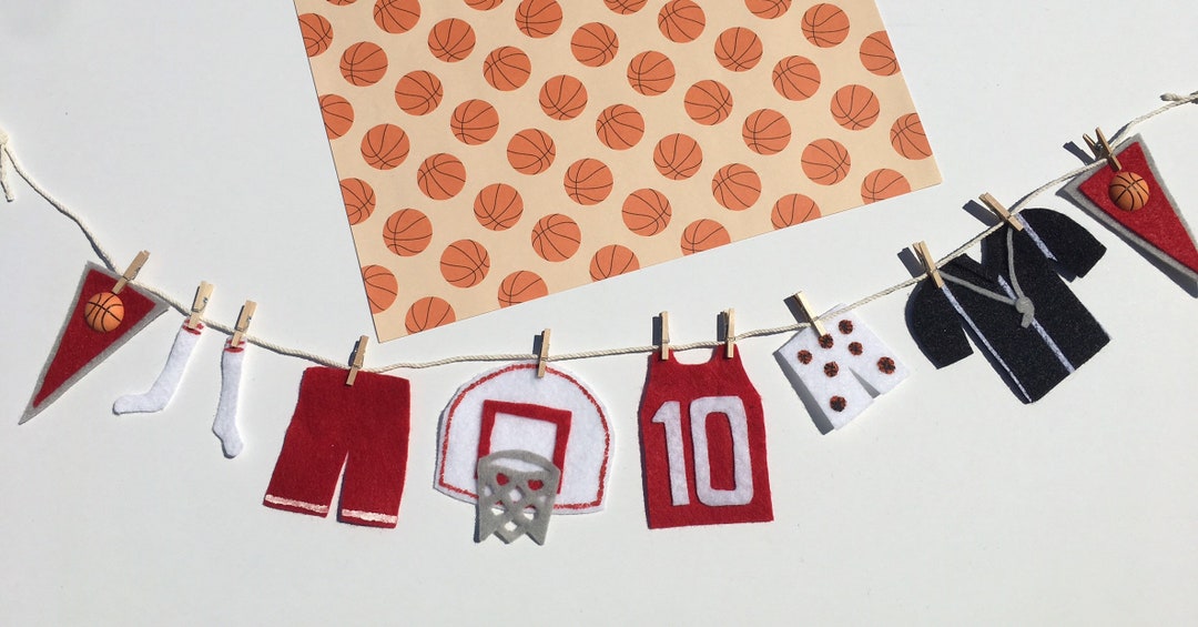 Miniature Felt Basketball Player's Clothesline Banner Bunting Garland ...
