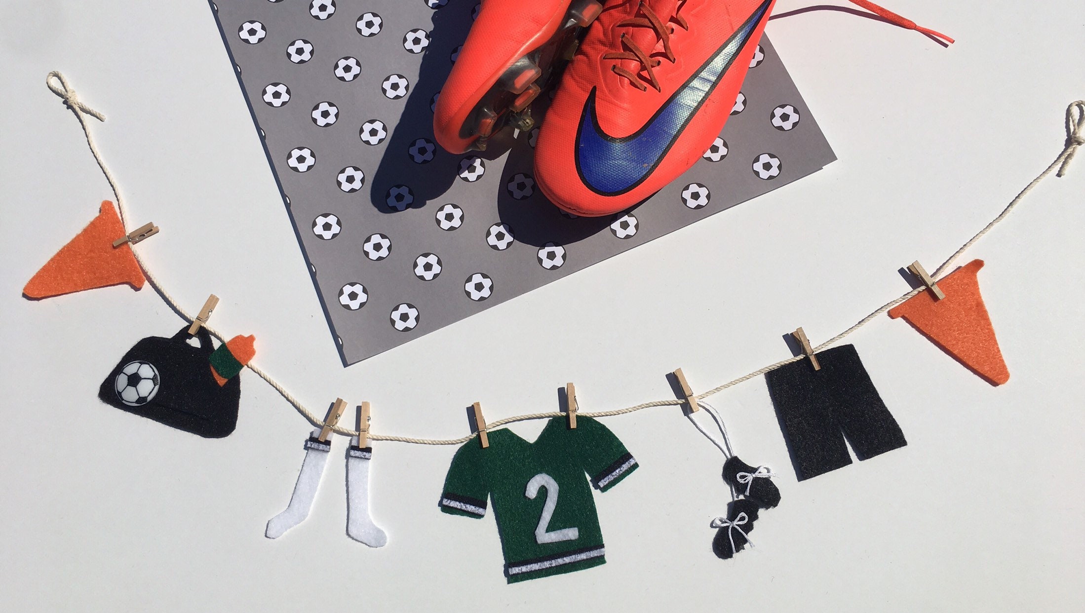 Miniature Felt Soccer Clothesline Soccer Uniform Banner | Etsy