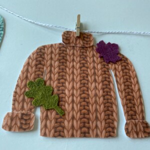 Fall Felt Faux Knitted Sweater Banner With Leaves Autumn Miniature ...