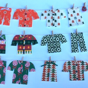 Vintage Christmas Pajamas Holiday Miniature Clothesline Banner Bunting ...