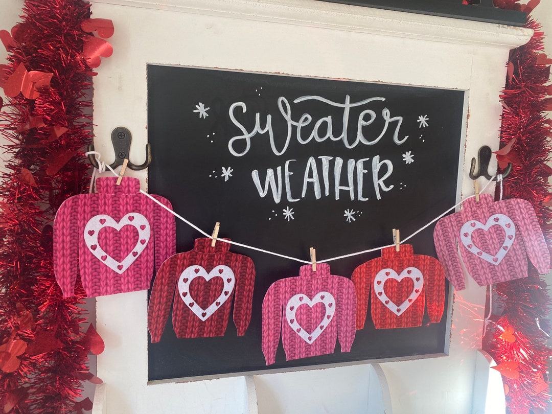 Valentinstag Filz Pullover Wäscheleine Miniatur Girlande Herz Banner ...