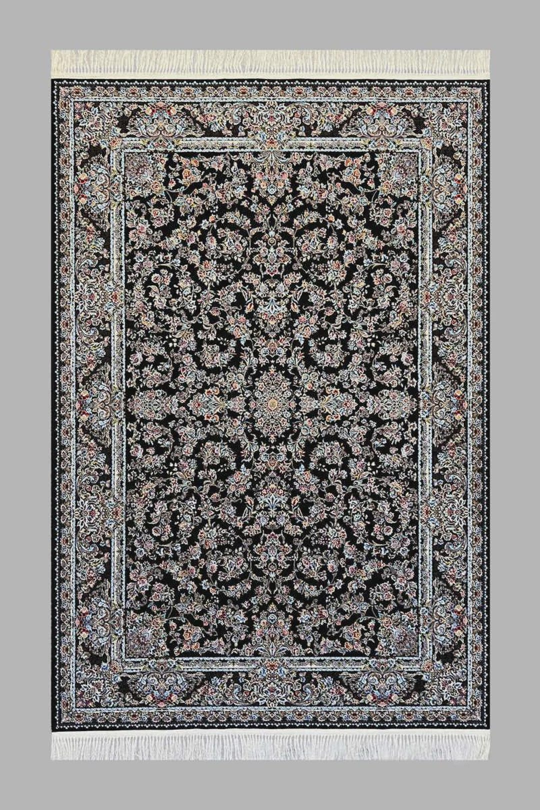 5x8ft Rumi’s Radiance Black Rug – Persian Handmade Wool Area Rug ...