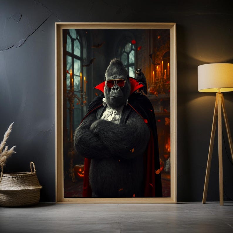Gothic Gorilla Print: Skull-faced Vampire With Aviators (digital ...