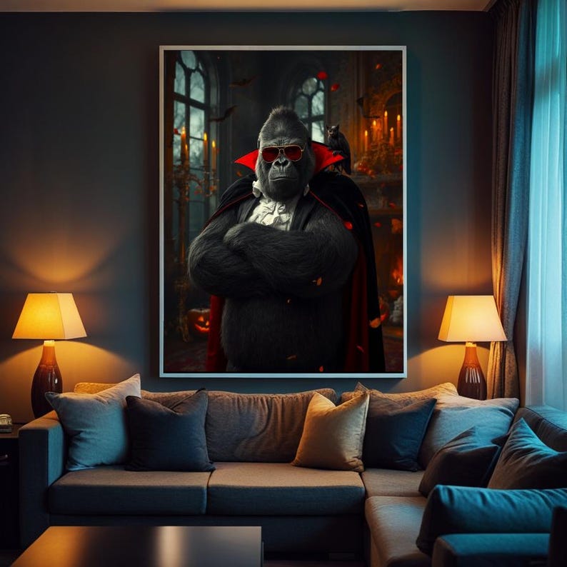 Gothic Gorilla Print: Skull-faced Vampire With Aviators (digital ...