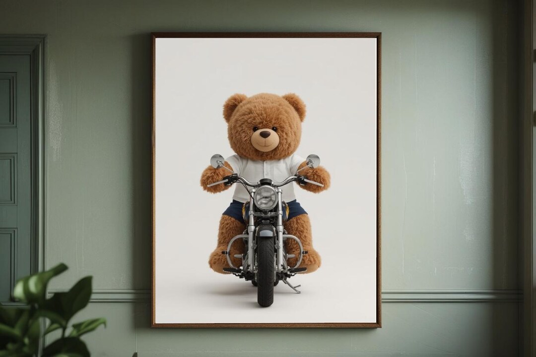 Teddy on a Bike: Whimsical Motorcycle Art (digital Download) - Etsy