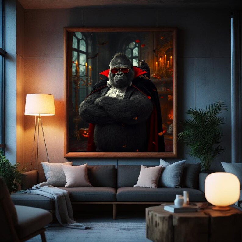 Gothic Gorilla Print: Skull-faced Vampire With Aviators (digital ...