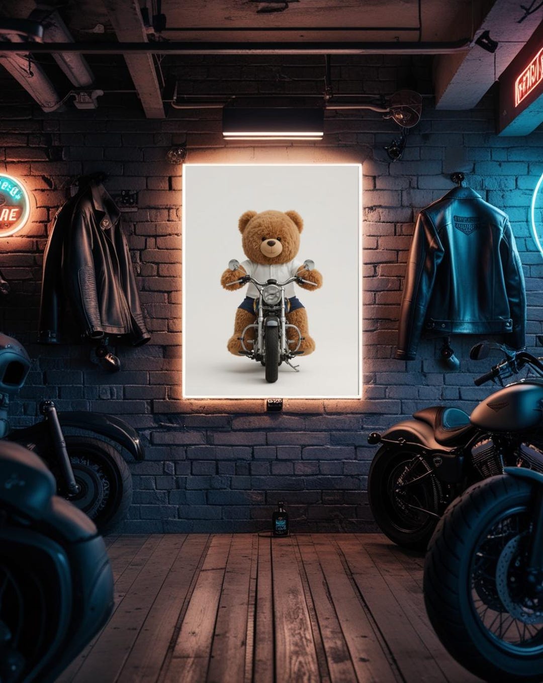 Cute Teddy Bear Motorcycle Wall Art - Digital Art- Printable - Etsy