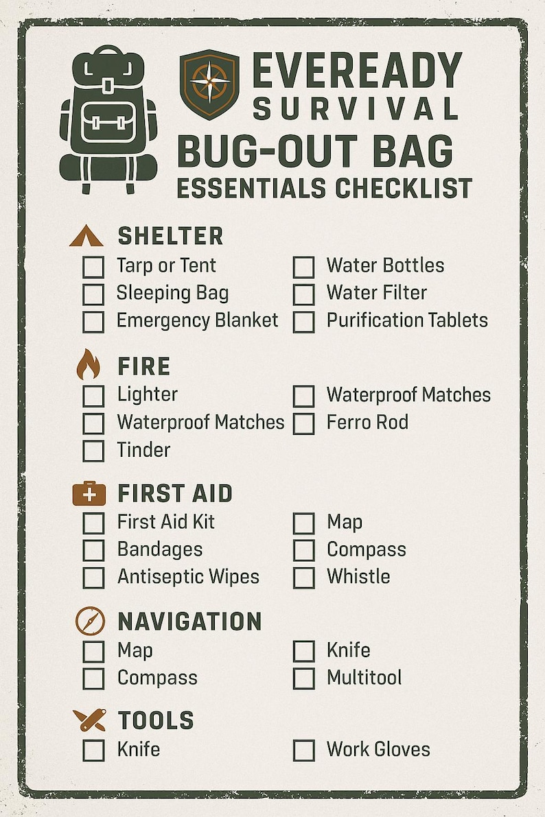 Bug-out Bag Checklist - Printable Emergency Prep PDF - Etsy