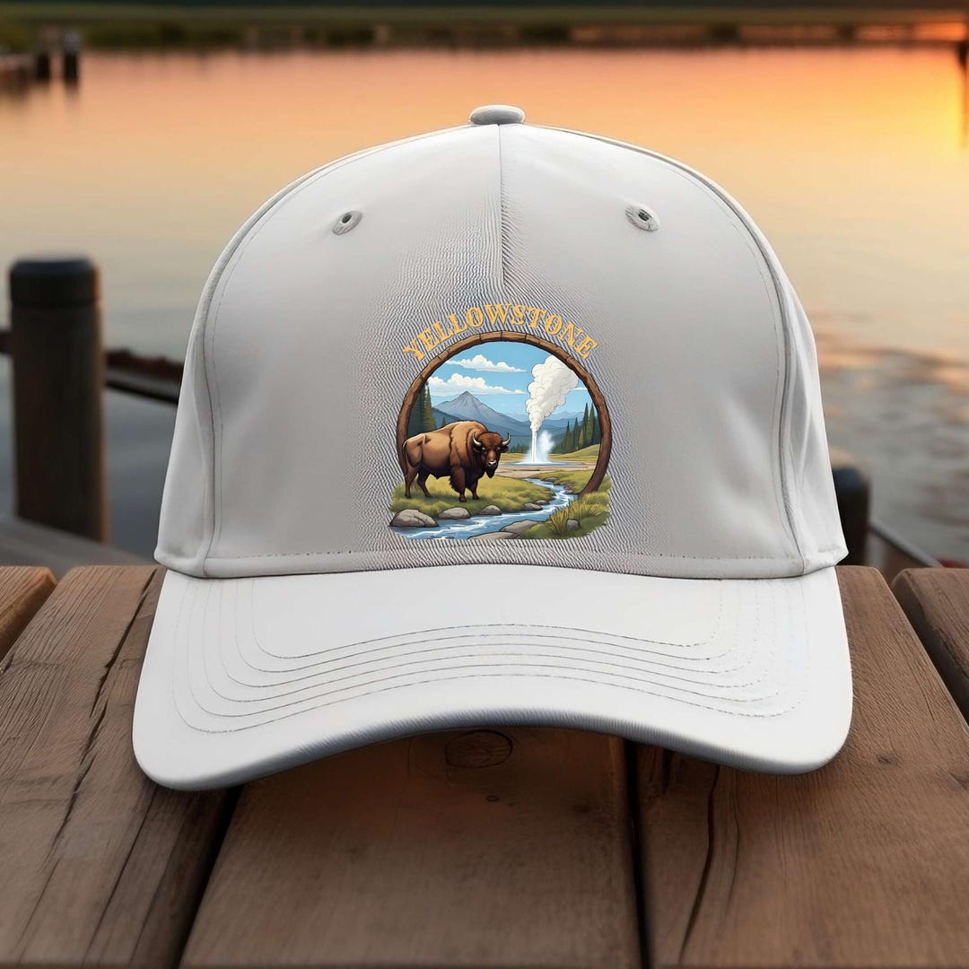 Vintage Yellowstone National Park Distressed Buffalo Cap. - Etsy
