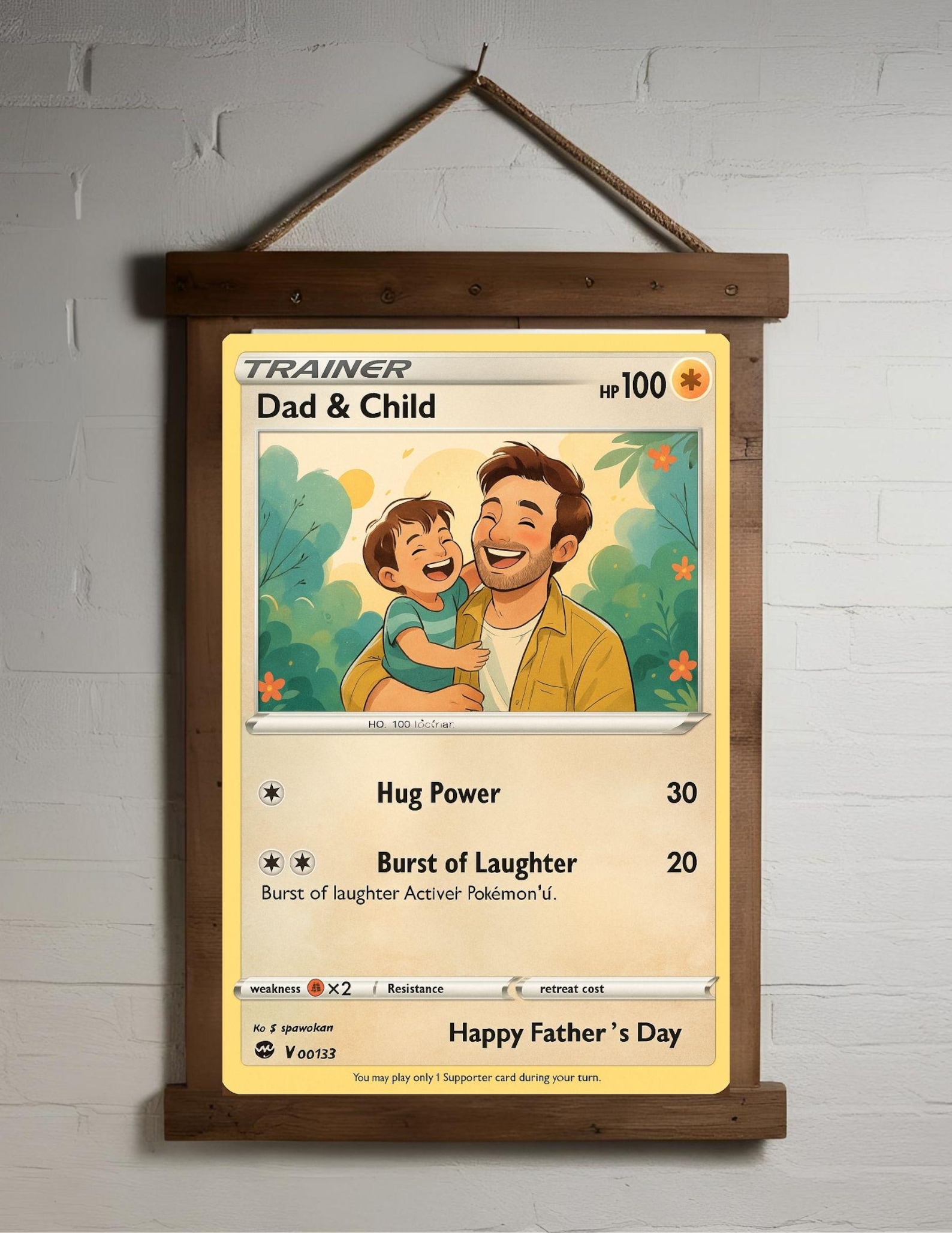Fathers Day Pokemon-inspired Card | Dad and Child Trading Card Style ...