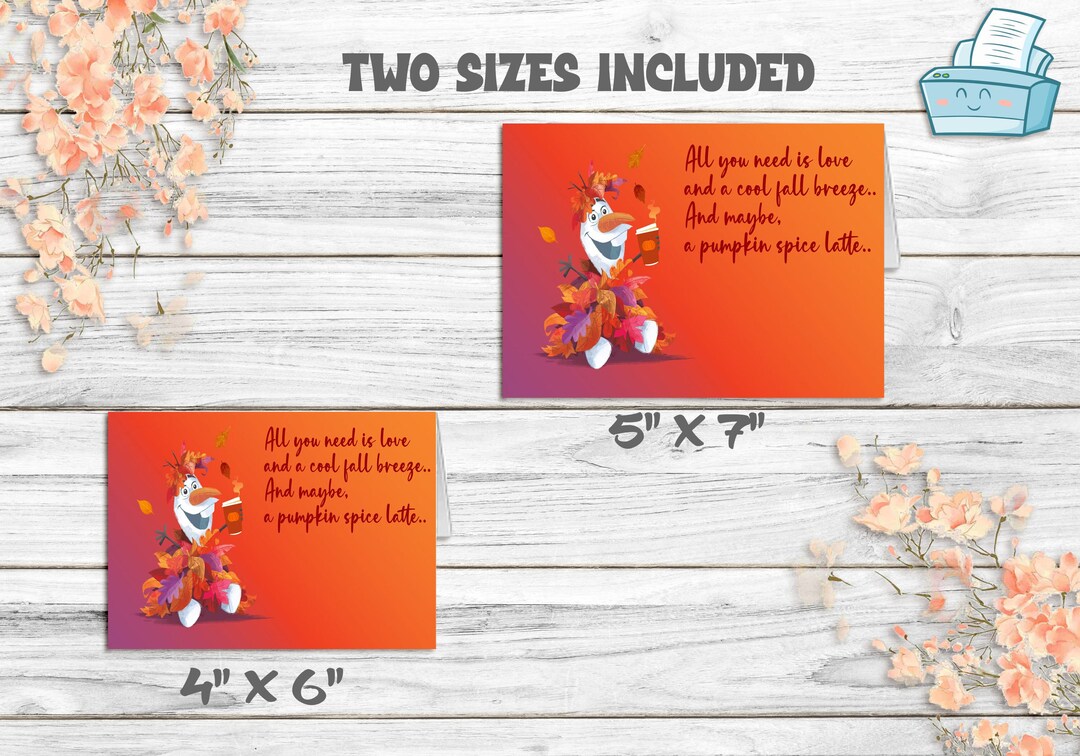 Olaf Autumn Pumpkin Spice Printable Greeting Card - Etsy