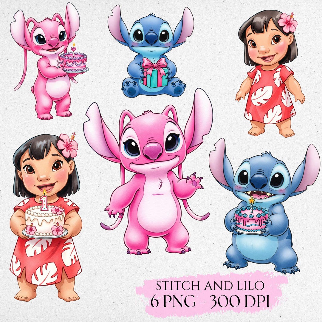 Stitch, Lilo and Angel Birthday Cliparts, Lilo, Stitch & Angel Clipart ...