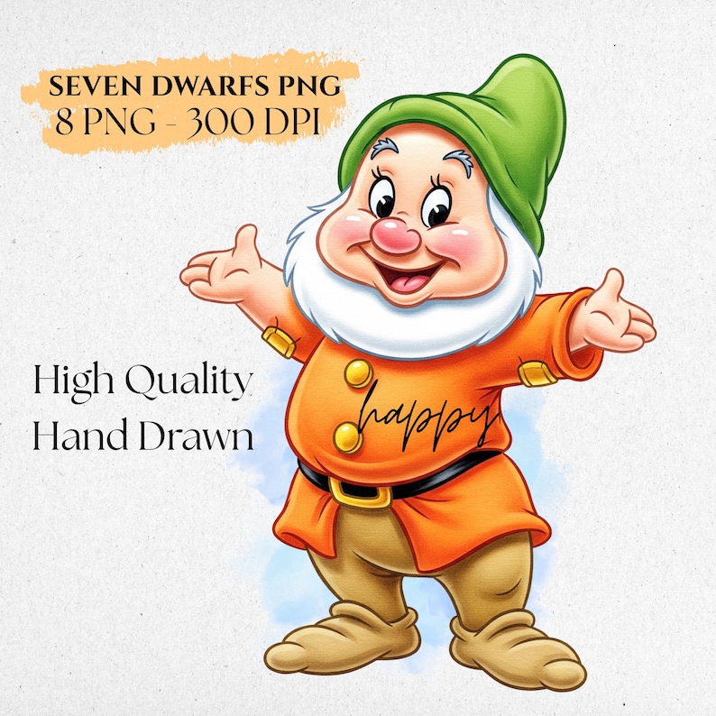 Seven Dwarfs PNG Clipart, Watercolor Seven Dwarfs, Cottage PNG, Cute ...