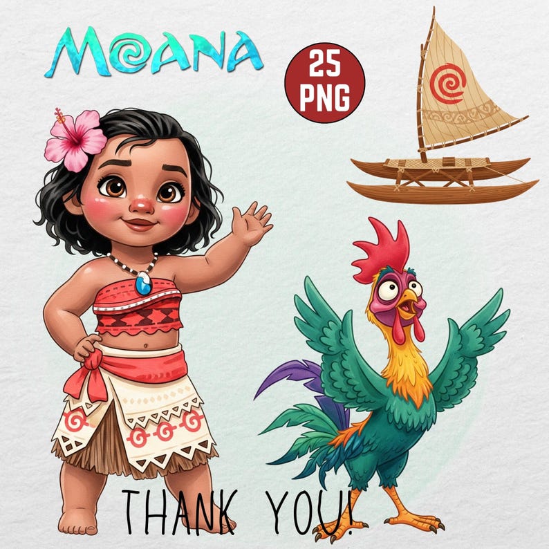 Cute Moana Watercolor Clipart, Baby Moana, Polynesian Princess, Cute ...