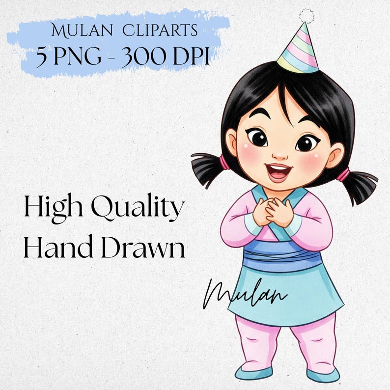 Cute Baby Princess Mulan Watercolor Clipart, Cute Mulan Clipart, Fairy ...
