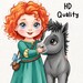 Cute Baby Merida Watercolor Cliparts PNG, Brave Clipart, Princess ...