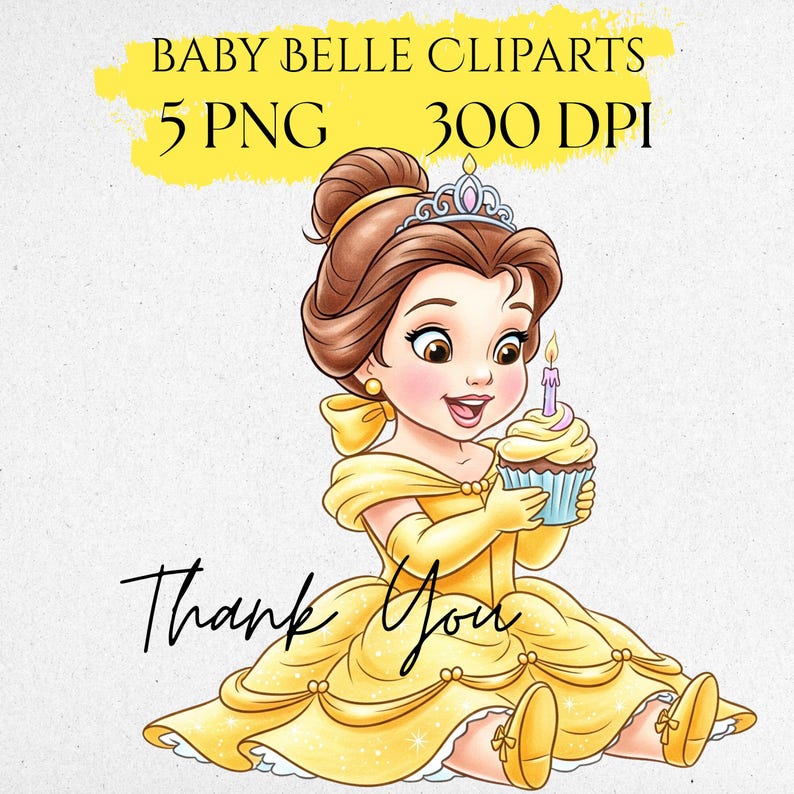 Belle Cute Baby Watercolor Clipart, Belle PNG, Princess Clipart, Hand ...