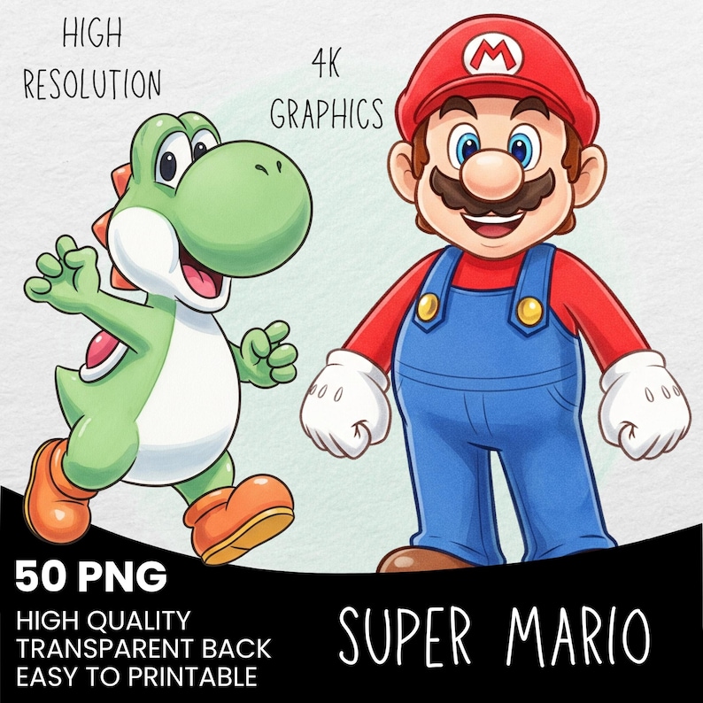 Super Mario Bros Watercolor Cliparts, Free Mario Font, Super Mario ...