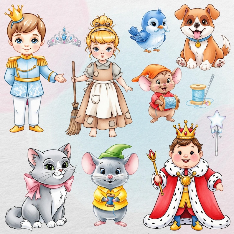 Cute Baby Cinderella Clipart, Glass Slipper, Lady Tremaine, Gus, Castle ...