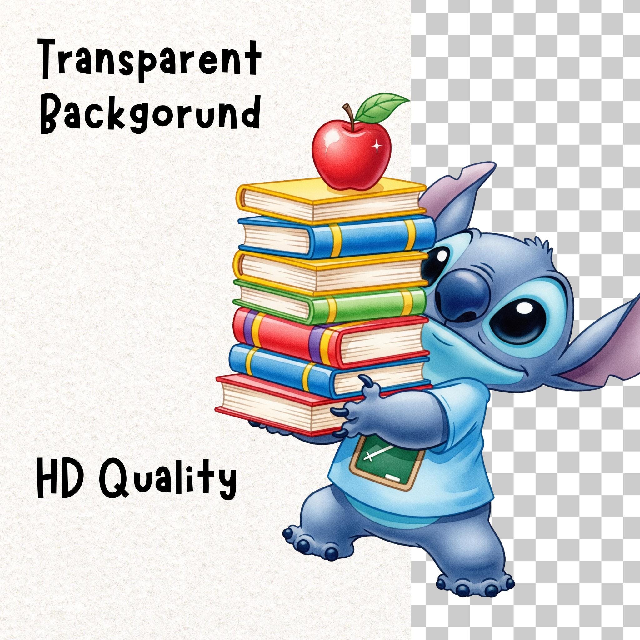 Stitch Back to School Watercolor Clipart, 35 Stitch School PNG, Happy ...