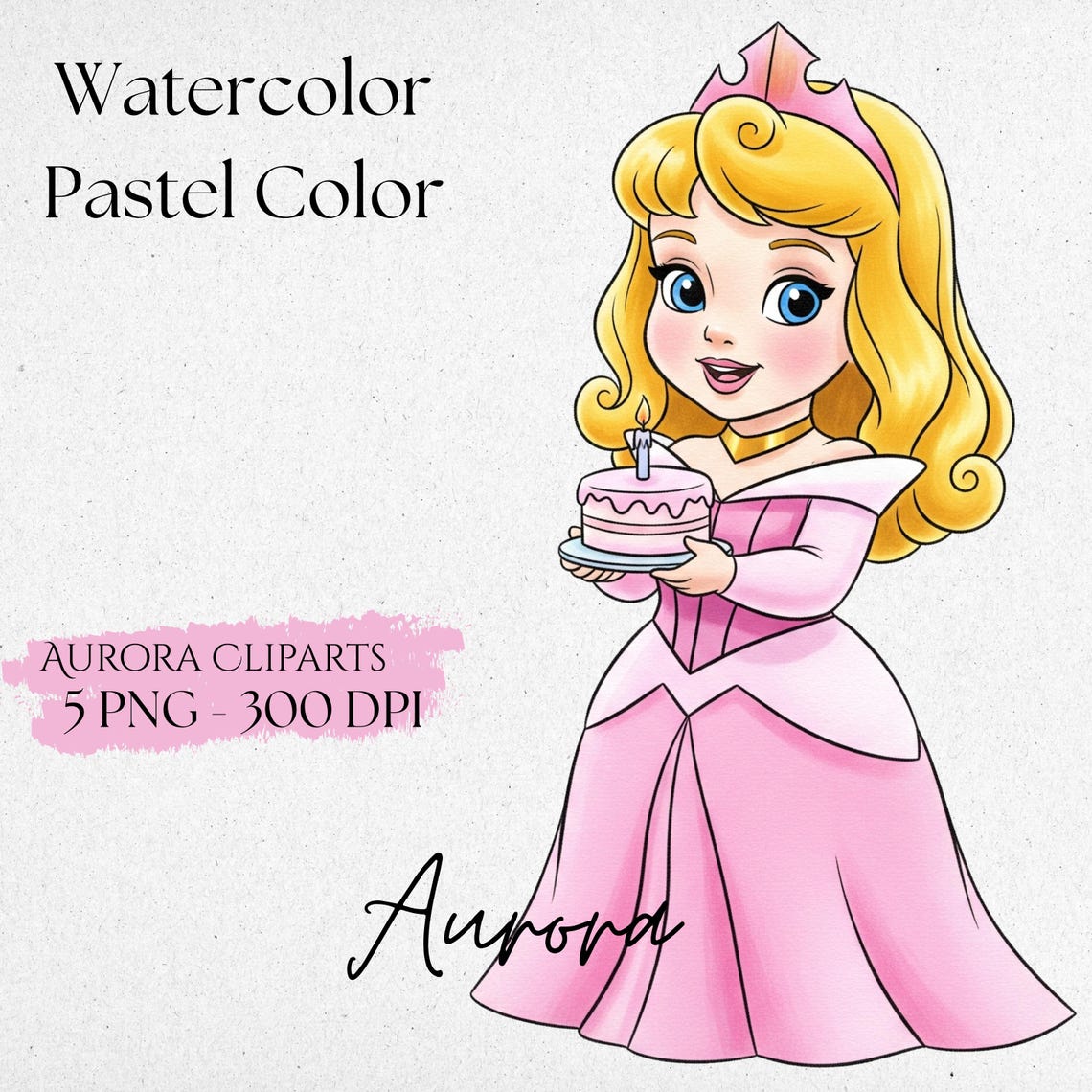 Baby Princess Aurora Watercolor Clipart, Cute Aurora Clipart, Fairy ...