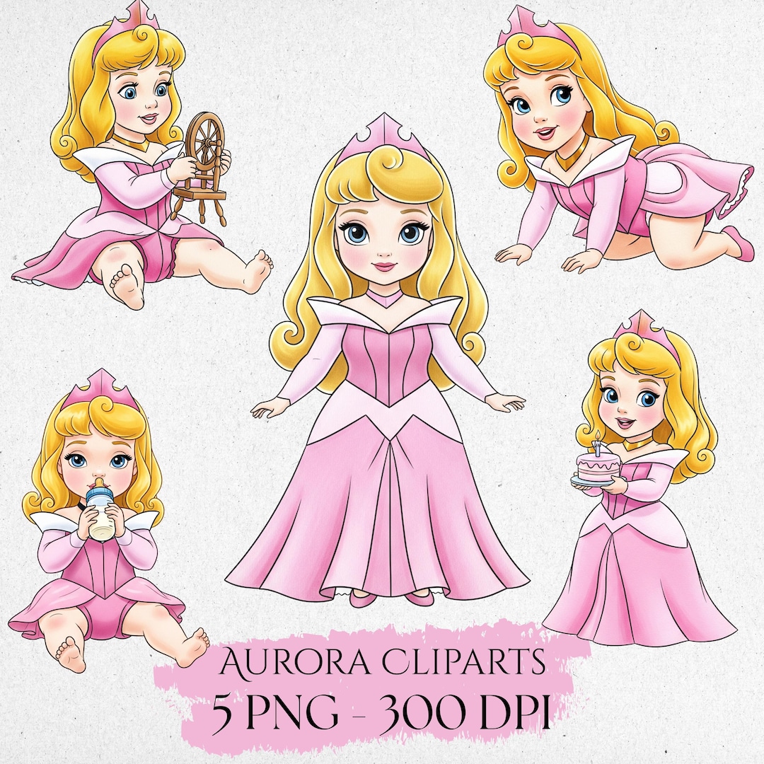 Baby Princess Aurora Watercolor Clipart, Cute Aurora Clipart, Fairy ...