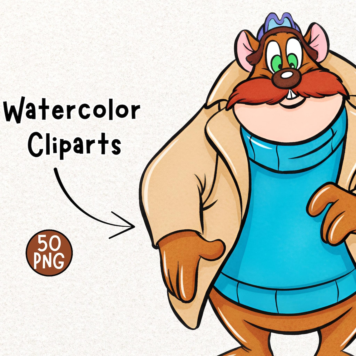 Chip and Dale Watercolor Clipart Bundle, 50 Pngs, Rescue Rangers PNG ...