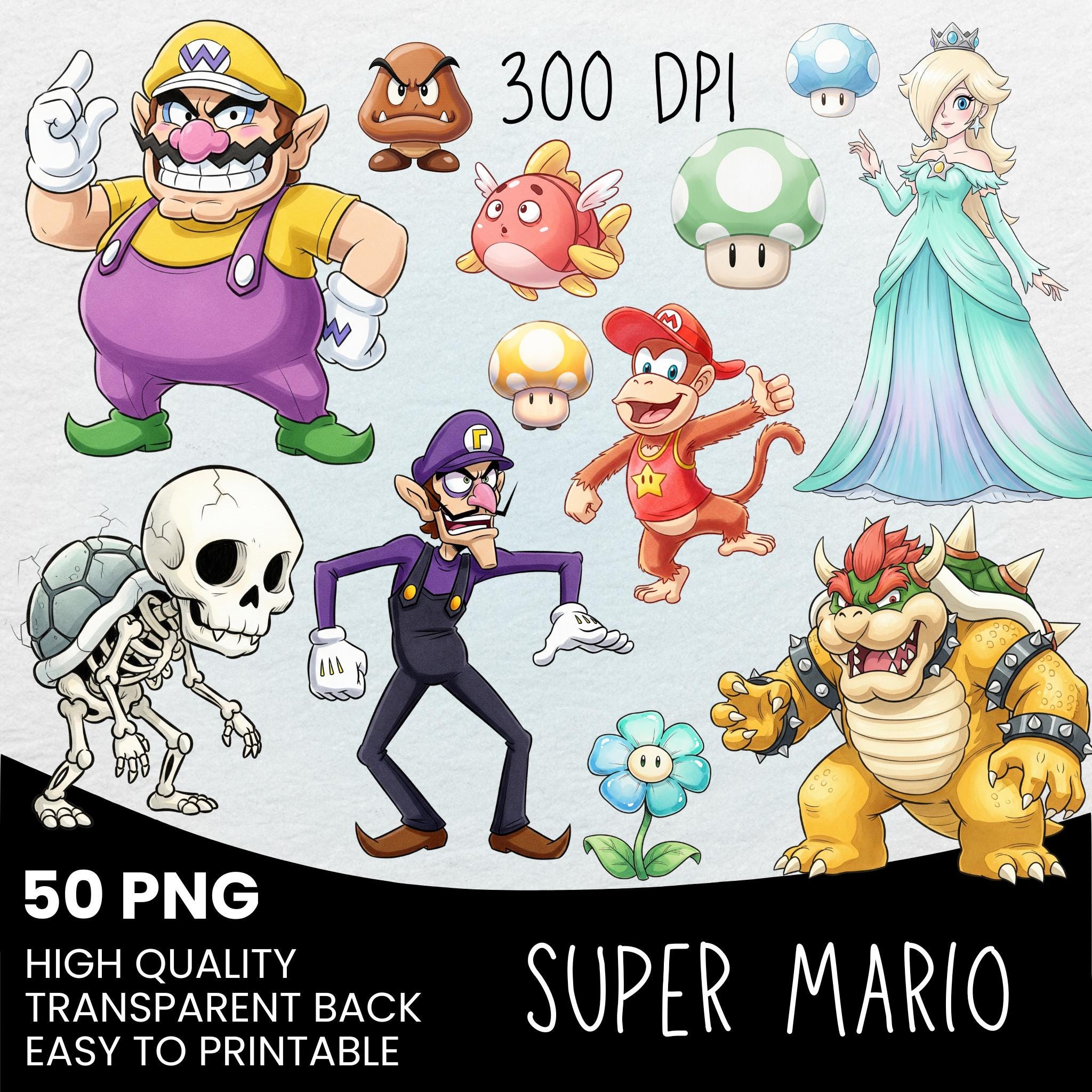 Super Mario Bros Watercolor Cliparts, Free Mario Font, Super Mario ...