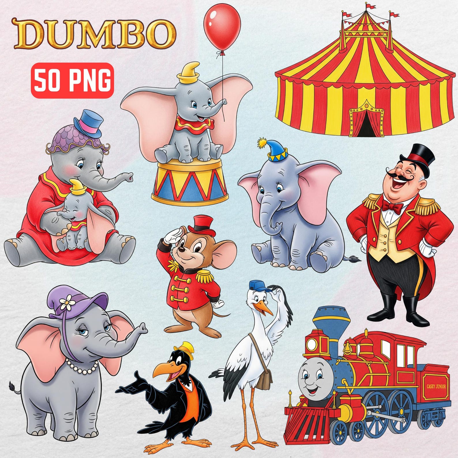 Dumbo Watercolor PNG Cliparts, Dumbo Bundle, Dumbo Birthday, Cute Baby ...