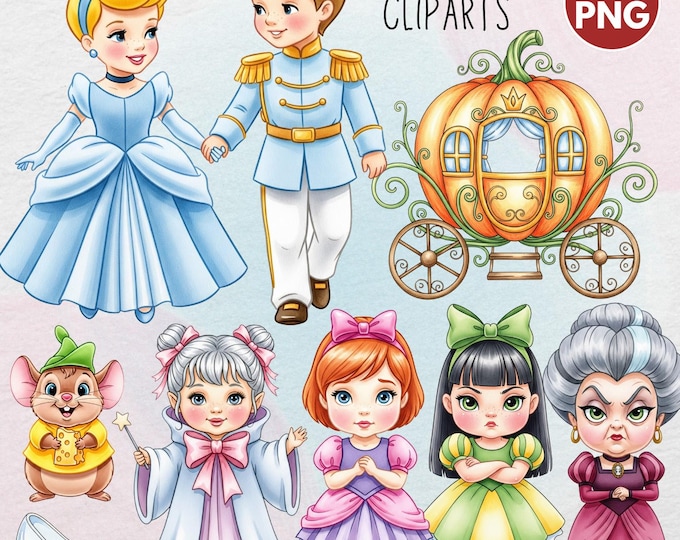 Cute Baby Cinderella Clipart, Glass Slipper, Lady Tremaine, Gus, Castle ...