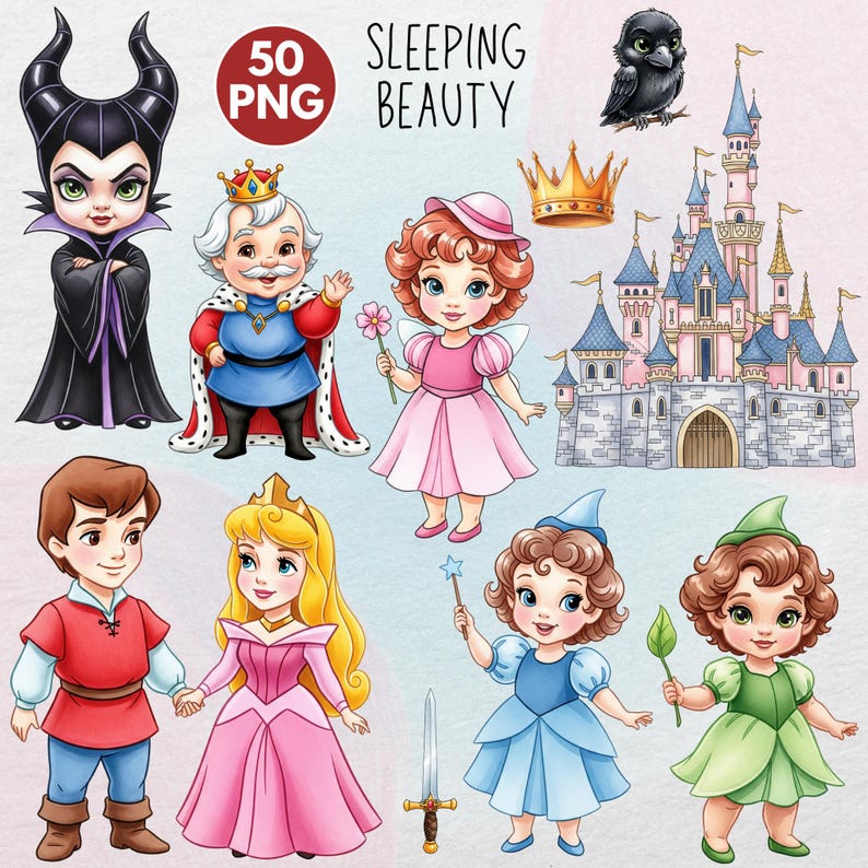 Baby Sleeping Beauty Watercolor Clipart, Cute Aurora PNG, Baby ...