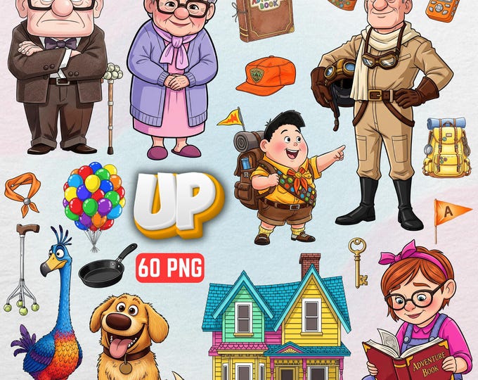 UP Cliparts Bundle, UP Poster, up Birthday, Watercolour UP Clipart Png ...