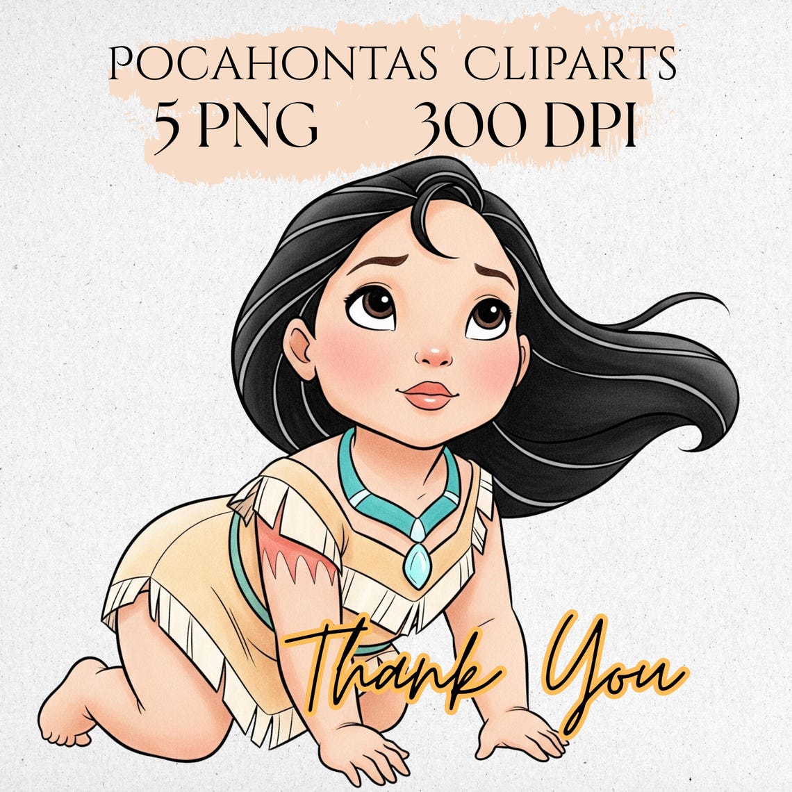 Baby Pocahontas Watercolor Clipart, Tribal Princess PNG, Cute Baby ...