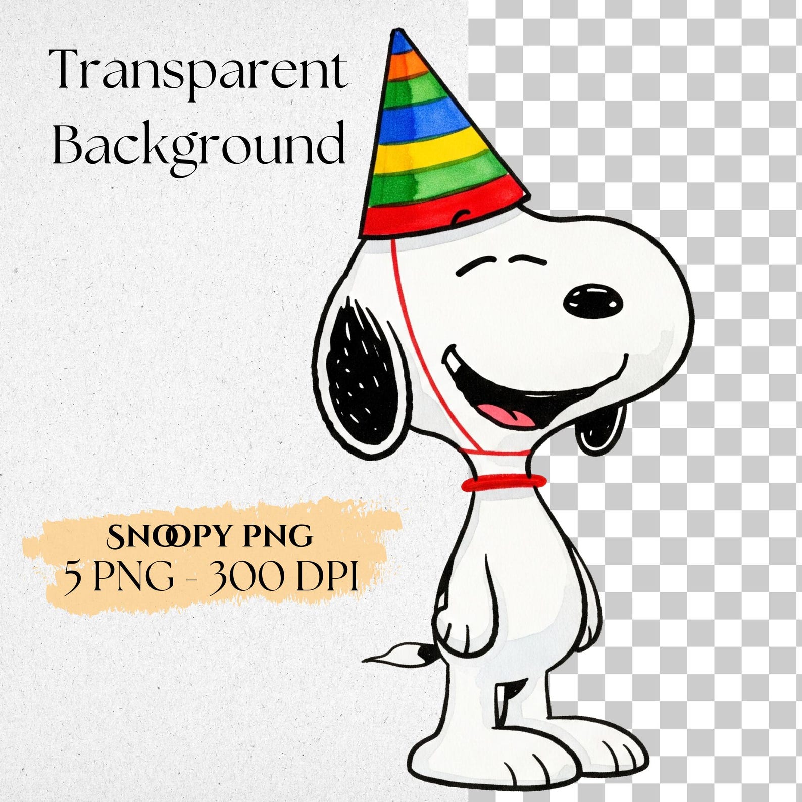 Snoopy Birthday Watercolor Clipart, Peanuts Cartoon Dog Birthday ...