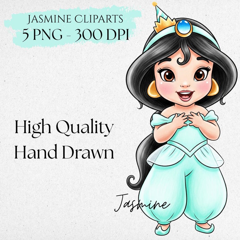 Clipart de bebé Jasmine, Princesa árabe PNG, Lámpara, Dibujado a mano ...