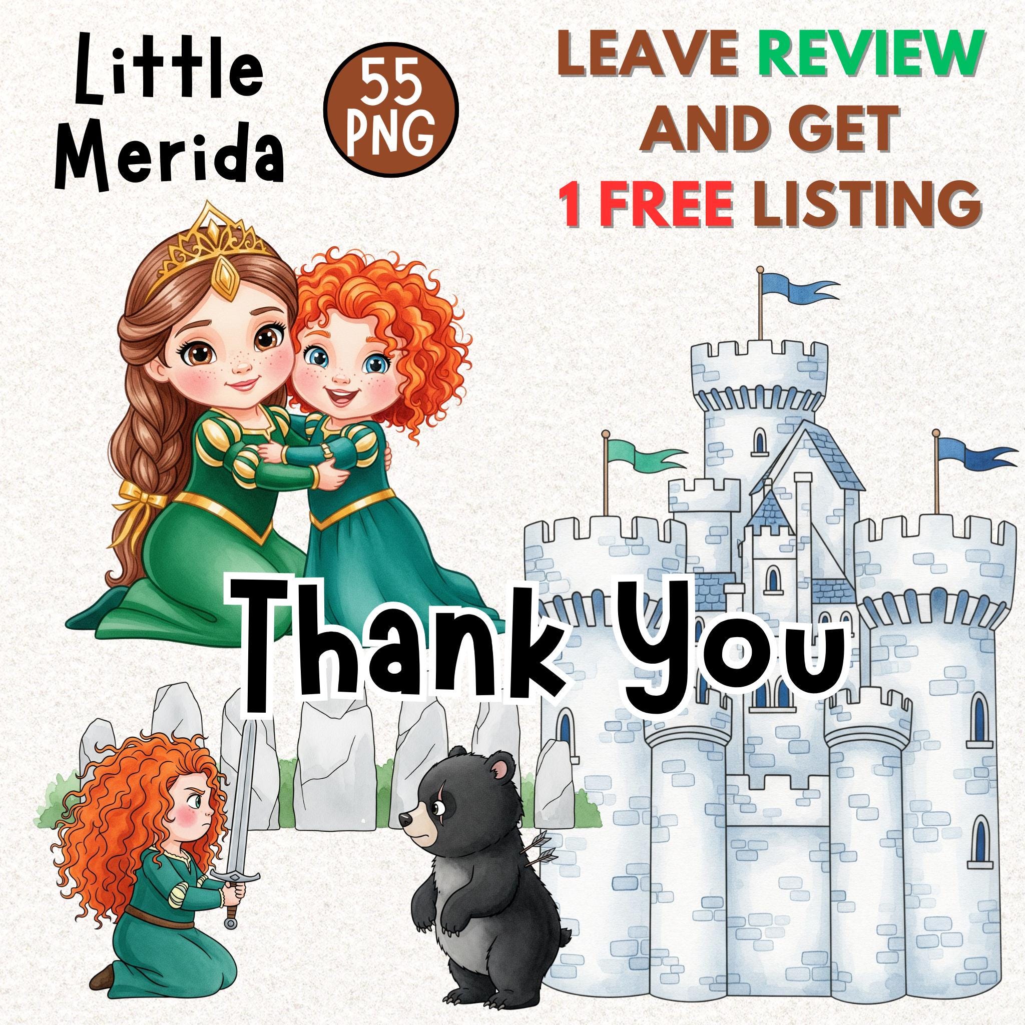 Cute Baby Merida Watercolor Cliparts PNG, Brave Clipart, Princess ...