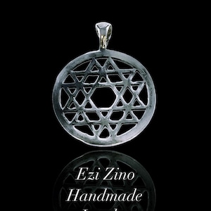 LUCKY STARS Star of David Judaica Sterling Silver 925 Pendant Ezi Zino ...