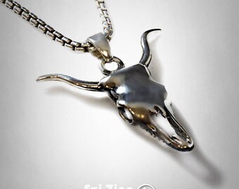 Bull skull Texas Longhorn Cowboy rodeo locket pendant | Etsy