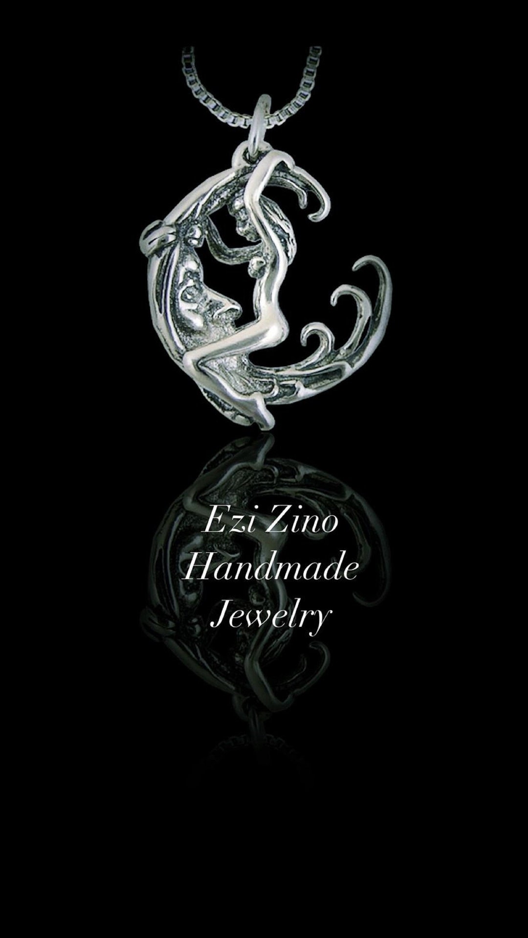 Sterling Silver 925 3d Moon Rider Pendant Charm Lady Woman Riding Moon ...