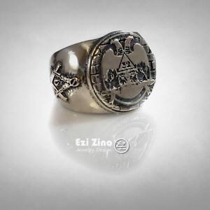STERLING SILVER 32 Degree Masonic Free Mason RING Freemasonry Jewelry ...
