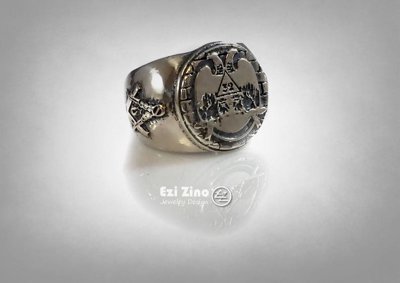 STERLING SILVER 32 Degree Masonic Free Mason RING Freemasonry Jewelry ...