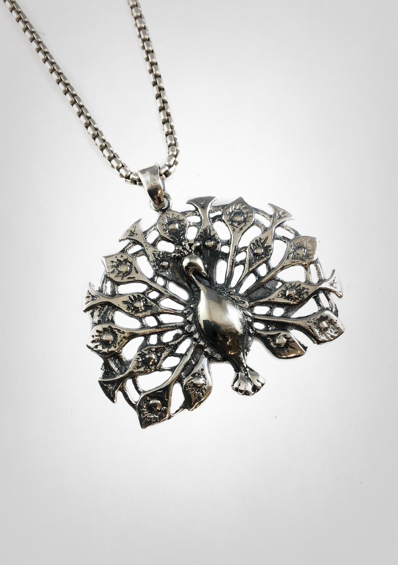 Fashion Vintage Peacock Pendant Solid 925 Sterling Silver | Etsy