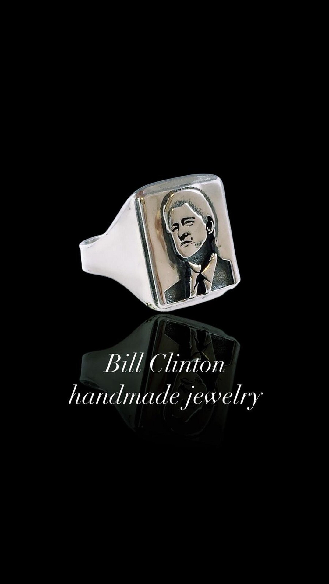 Bill Clinton William Jefferson Portrait Ring Sterling Silver 925 BY EZI ...