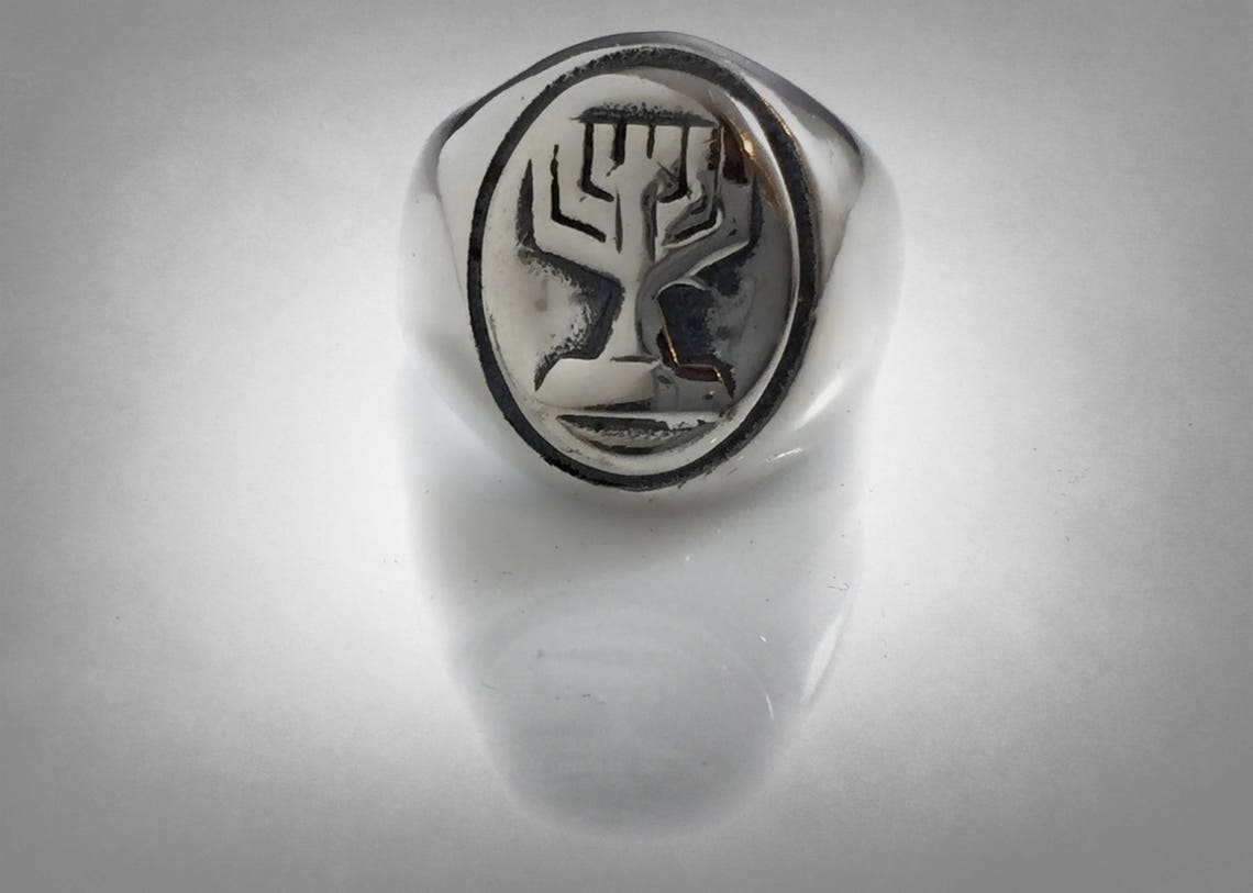 Israel Menorah Temple Sterling Silver 925 Signet Ring - Etsy