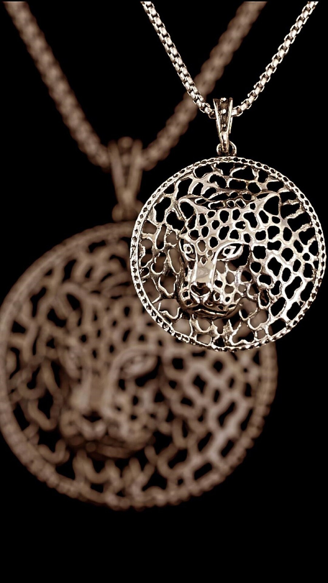 Tiger Round Lace Solid Sterling Silver 925 Pandent - Etsy