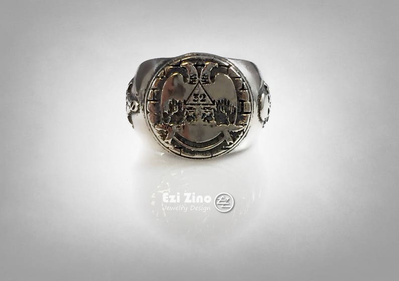 STERLING SILVER 32 Degree Masonic Free Mason RING Freemasonry Jewelry ...