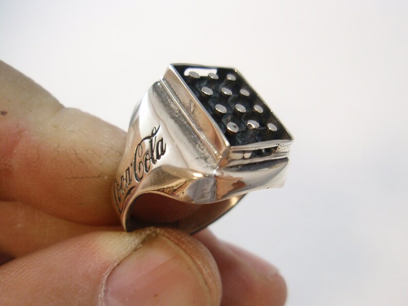 Coca Cola Crate 12 Bottles SOLID STERLING SILVER Ring - Etsy