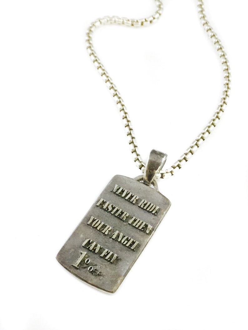 1percent Er Dog Tag Pendant Sterling Silver Harley Biker | Etsy